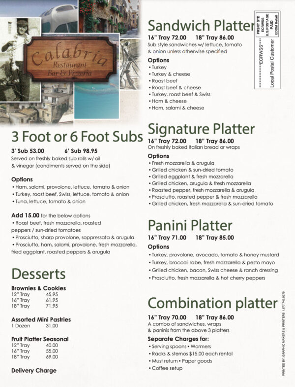 Calabria Restaurant & Pizzeria | Nationwide Shipping